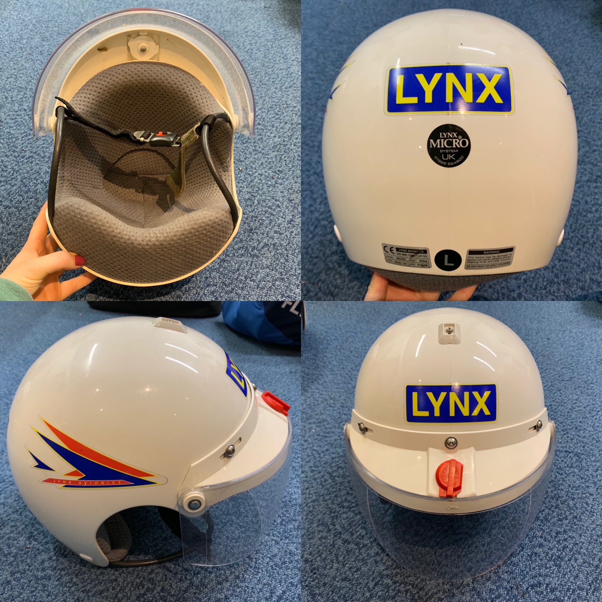 Two L Lynx helmets with large bag, and one used XL Helmet | afors ...